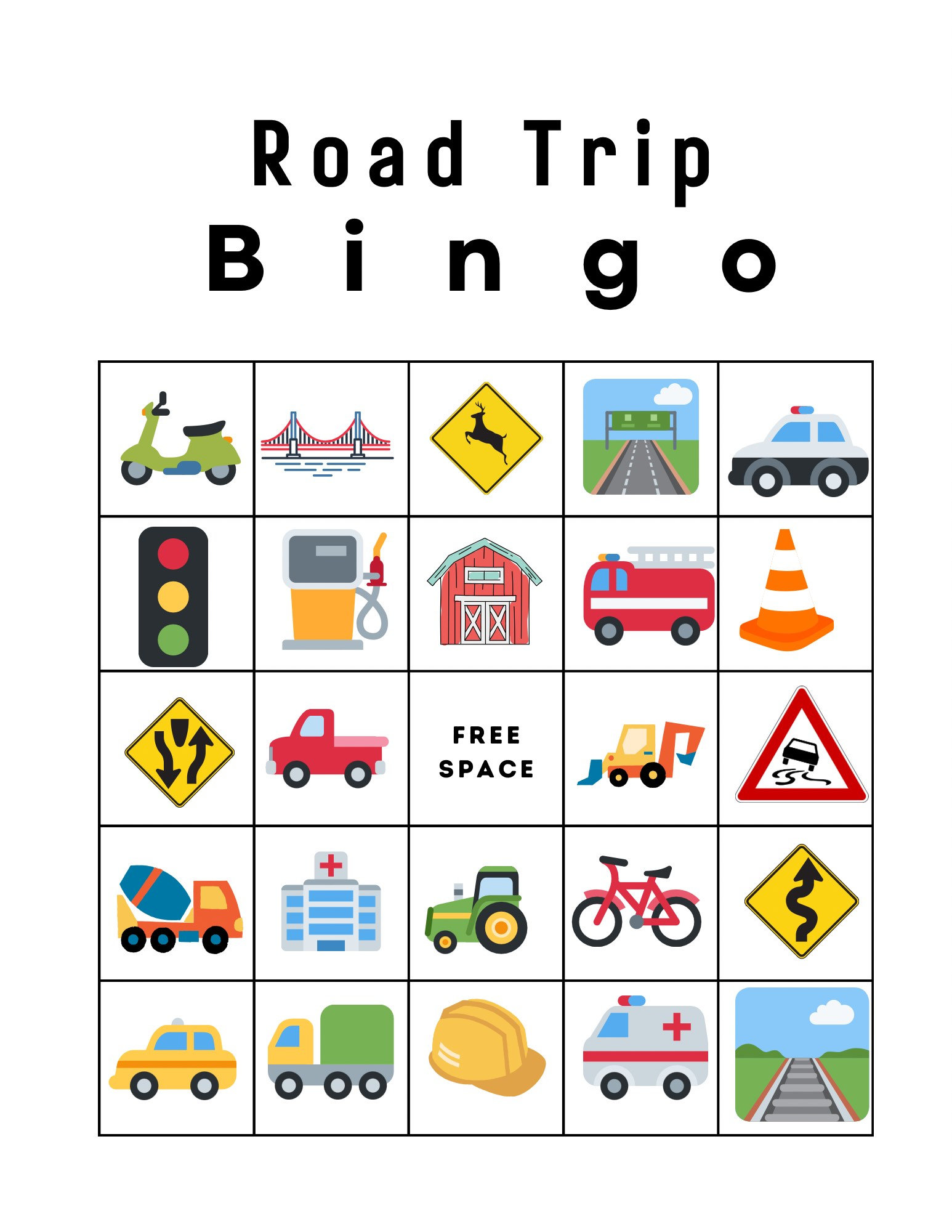 Road Trip Bingo Instant Download, Paper Car Game Printable, PDF Bingo ...