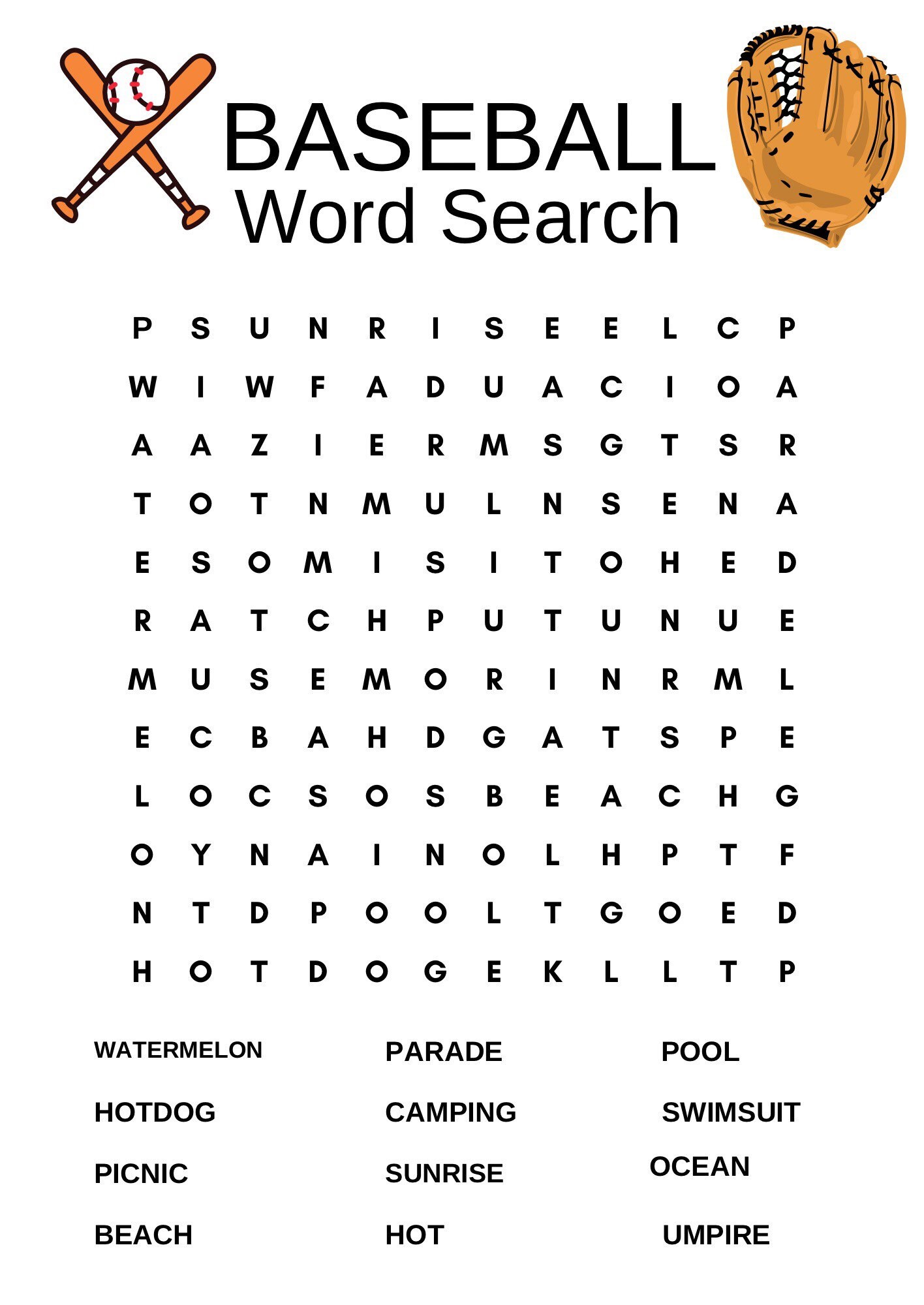 Construction, Summer, Fourth of July, Road Trip and Baseball Word ...