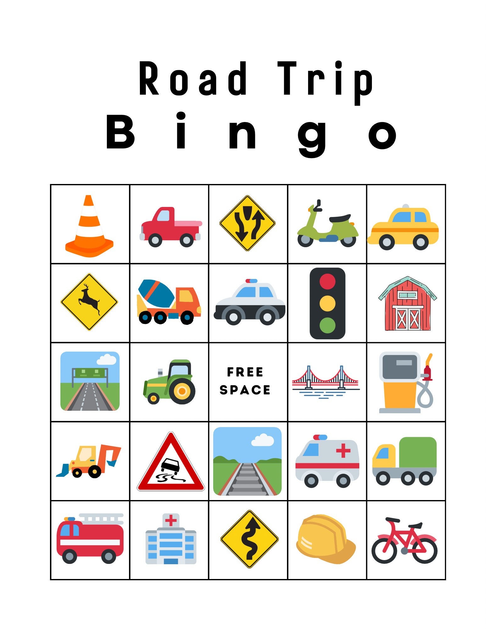 Road Trip Bingo Instant Download, Paper Car Game Printable, PDF Bingo ...