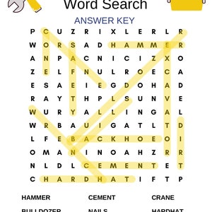 Construction Word Search Instant Download, Printable Construction Word ...
