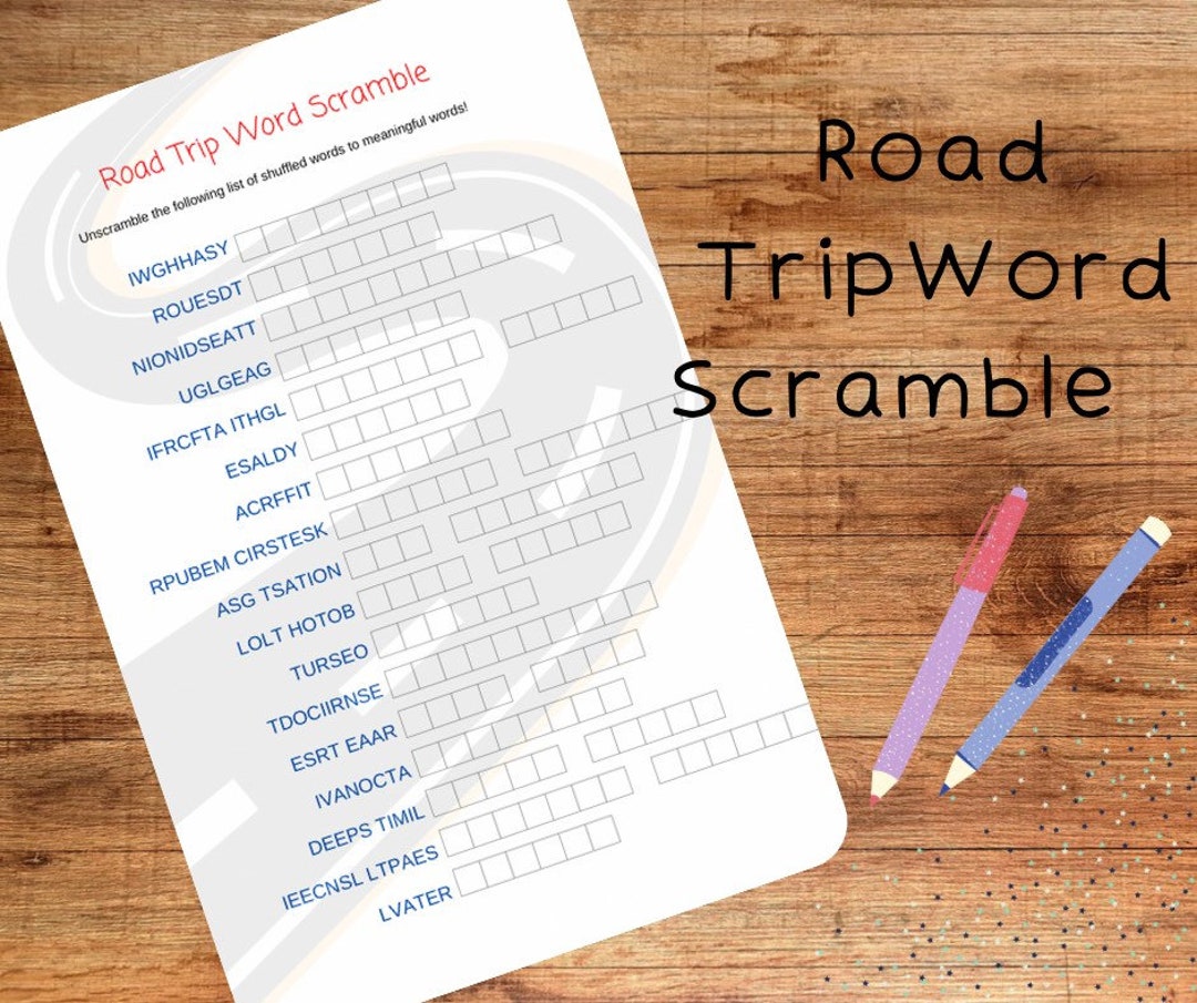 Road Trip Word Scramble Printable, Car Ride Word Scramble Instant ...