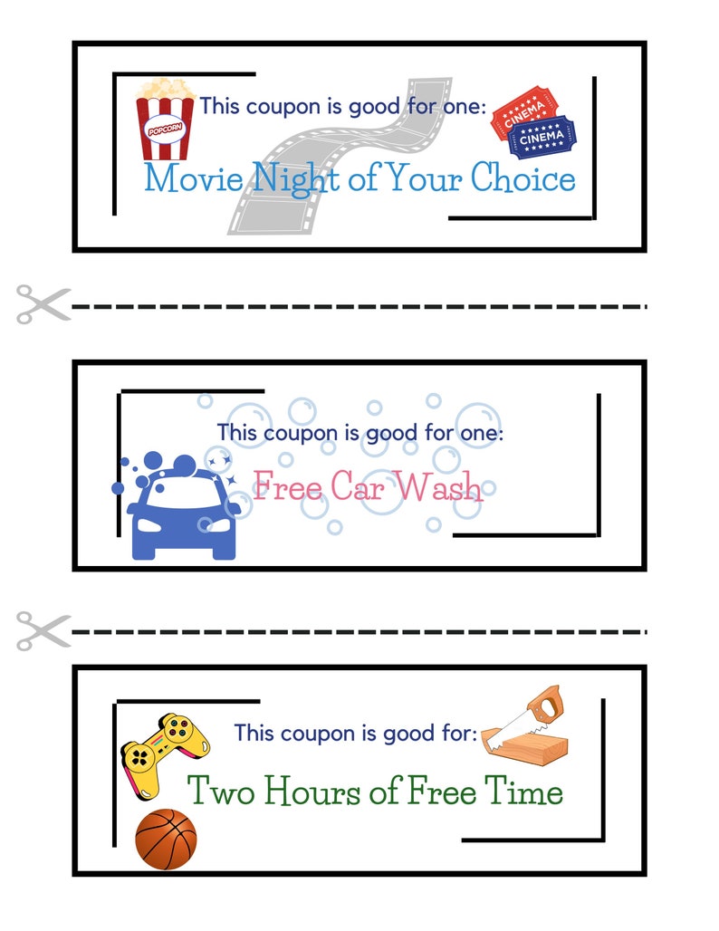 Printable Activity Coupons for Fathers Day Fathers Day - Etsy