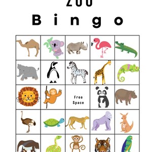 Four Printable Zoo Bingo Boards Instant Download Bingo Boards - Etsy