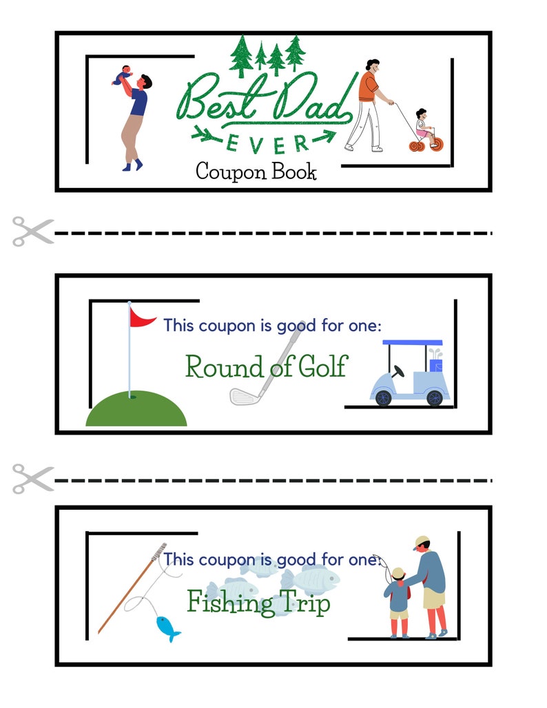 Printable Activity Coupons for Fathers Day Fathers Day - Etsy