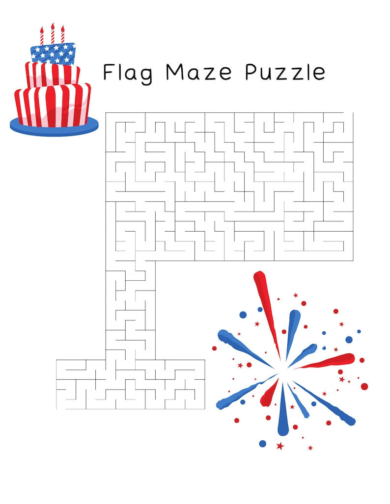 Fourth of July Maze Instant Download Printable - Etsy