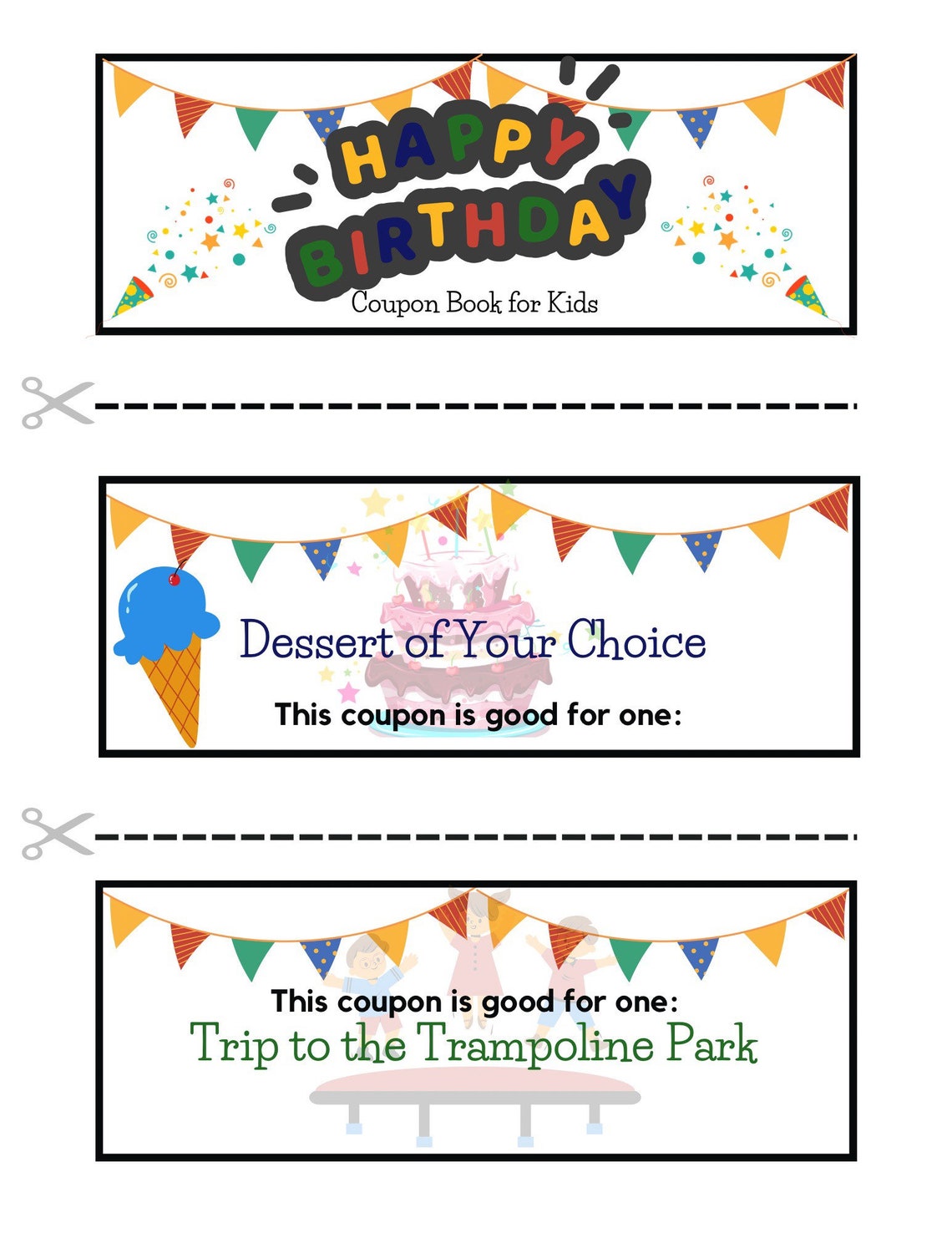 Kid's Birthday Coupon Printable, Children's Birthday Activity Voucher ...