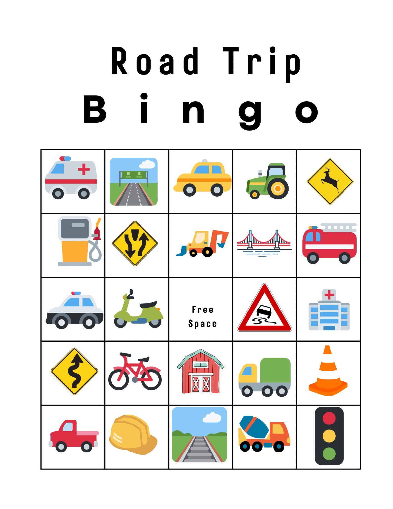 Road Trip Bingo Instant Download, Paper Car Game Printable, PDF Bingo ...