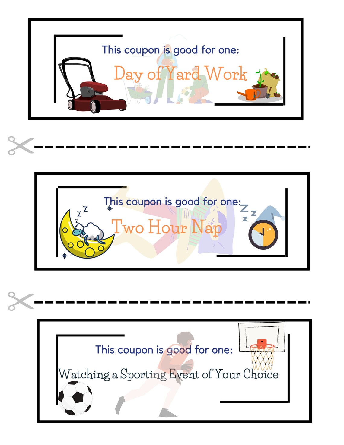 Printable Activity Coupons for Fathers Day Fathers Day - Etsy
