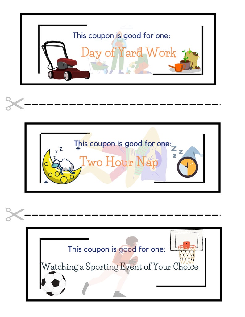 Printable Activity Coupons for Fathers Day Fathers Day - Etsy