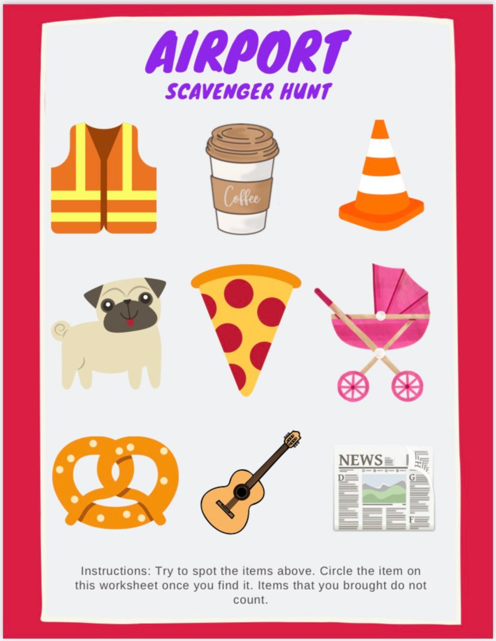 Airport Scavenger Hunt Instant Download, Printable Scavenger Hunt for ...