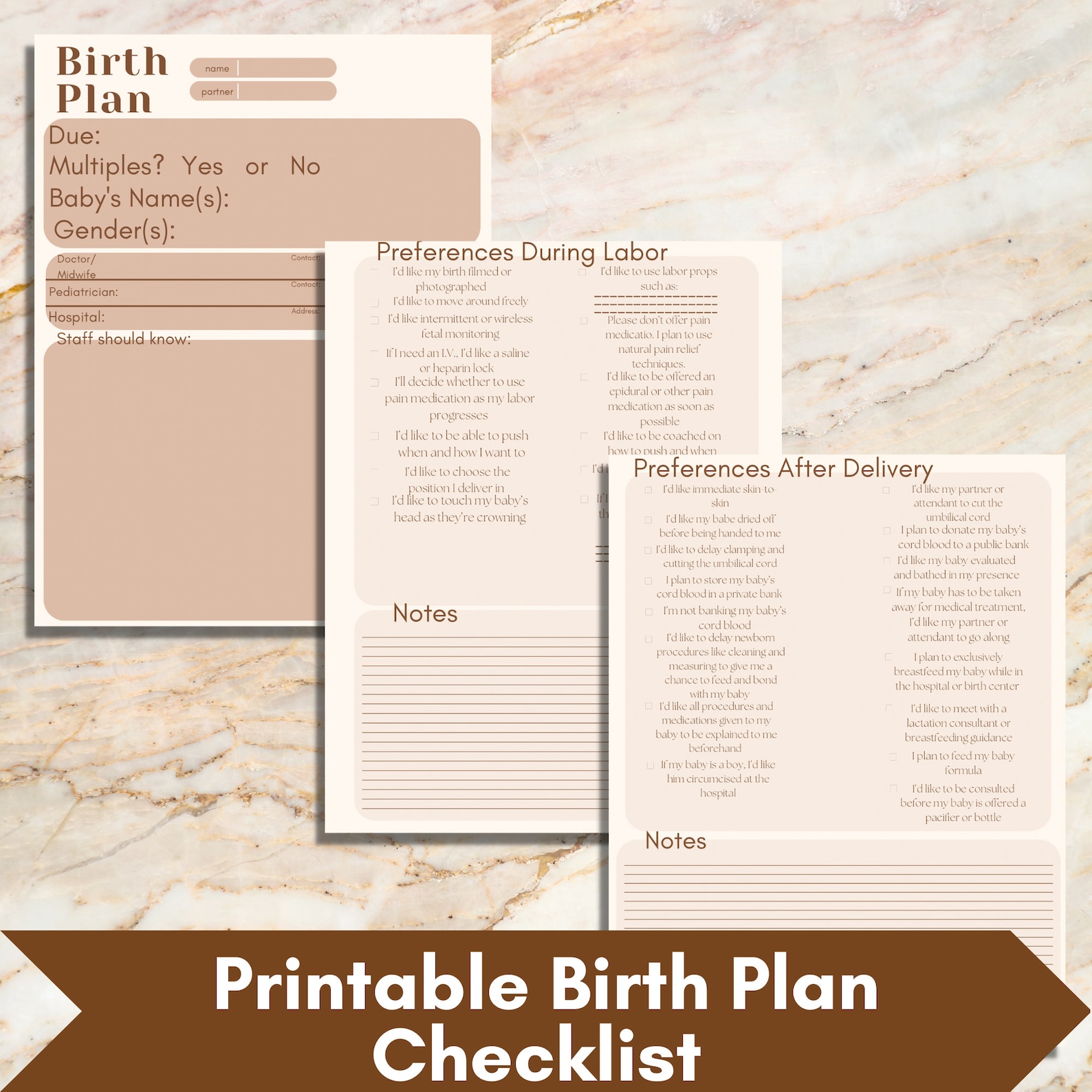 Printable Birth Plan Checklist | Digital Birth Plan Checklist | iPad ...