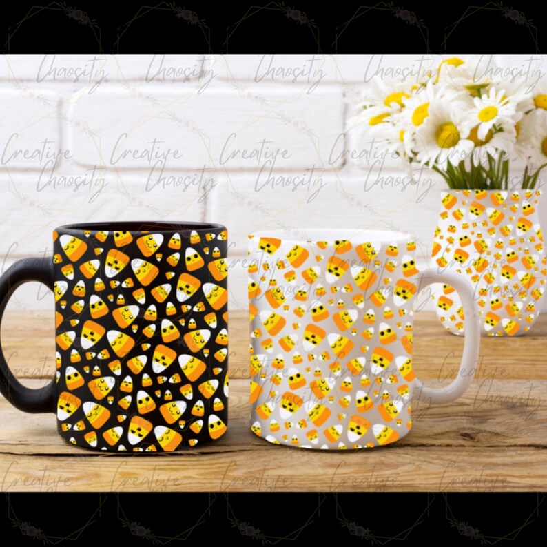 Cute Faces Candy Corn Seamless Patterncandy Corn Svgcute Candy Corn ...
