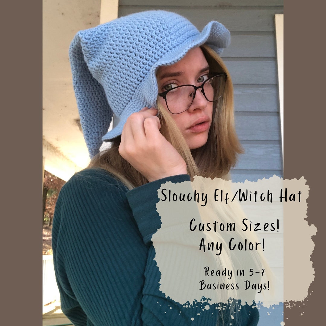 Slouchy Handmade Crochet Elf/witch Hat | Crochet Hat | Crochet Elf Hat ...