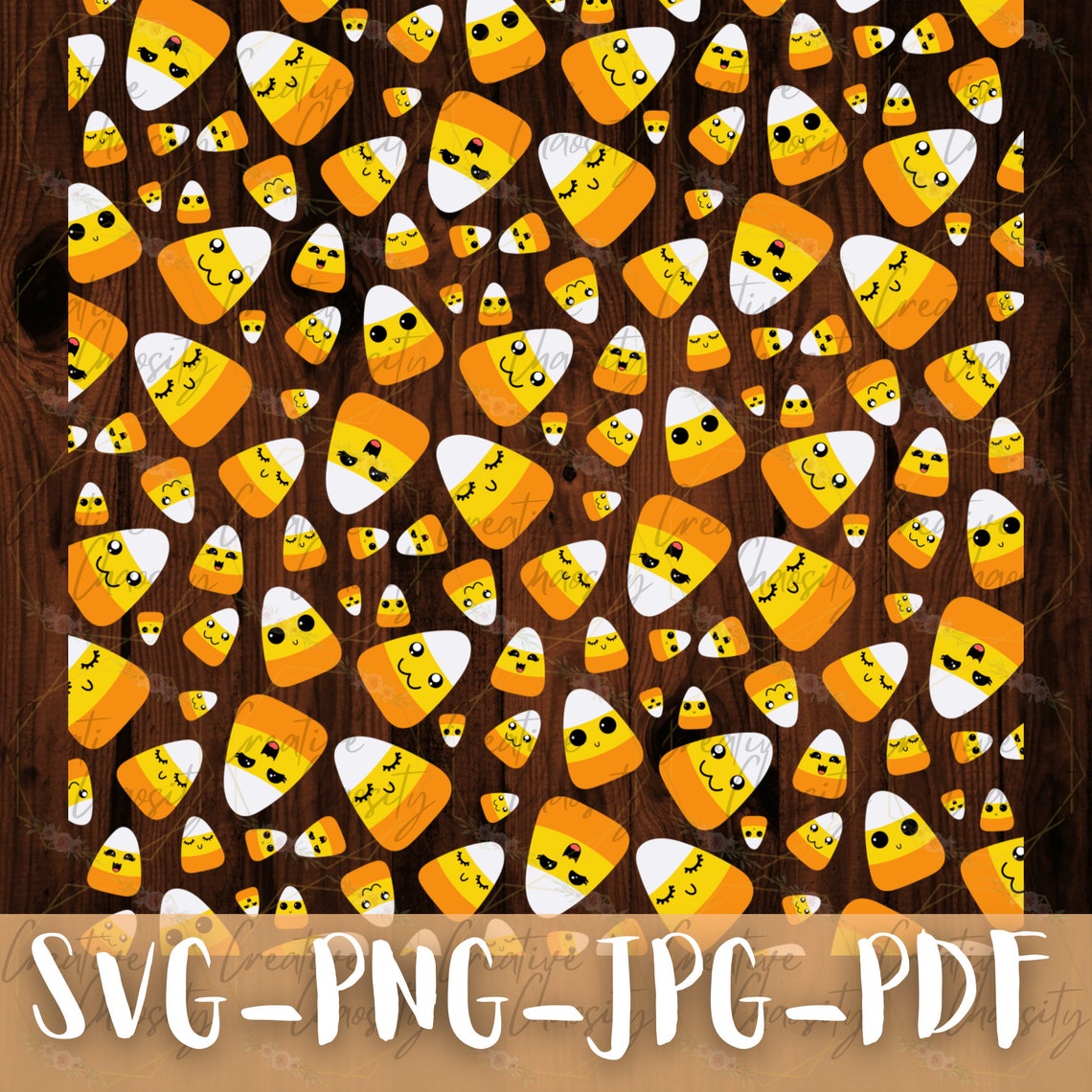 Cute Faces Candy Corn Seamless Patterncandy Corn Svgcute Candy Corn ...
