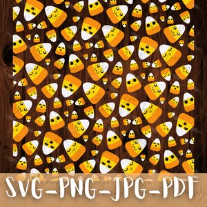 Cute Faces Candy Corn Seamless Pattern|candy Corn Svg|cute Candy Corn ...