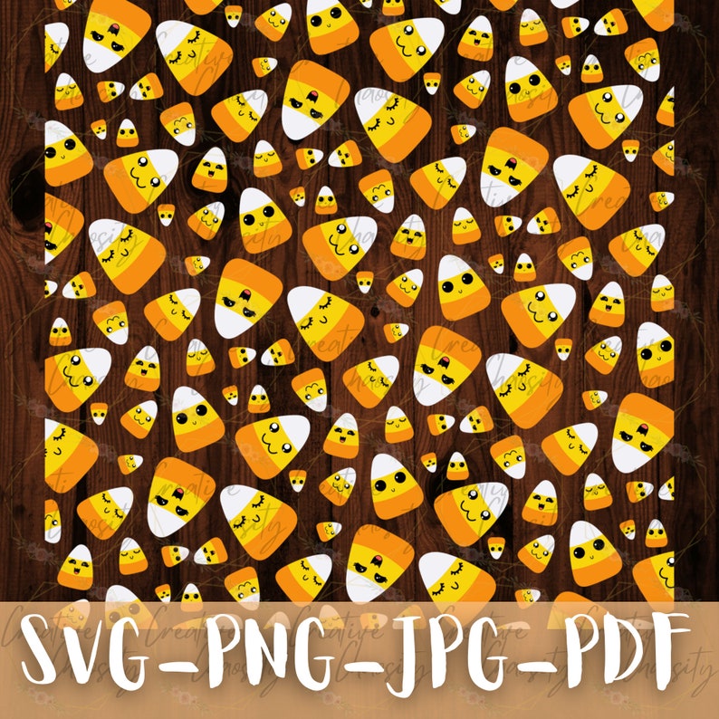 Cute Faces Candy Corn Seamless Patterncandy Corn Svgcute Candy Corn ...
