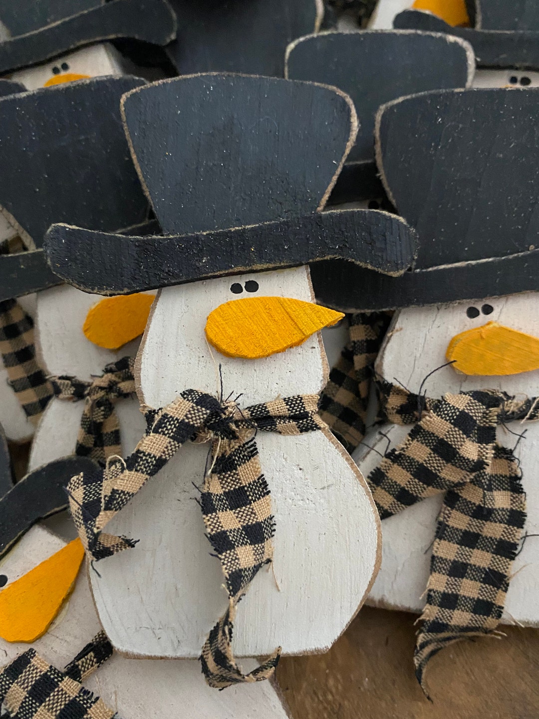 Primitive Wooden Snowman Ornament - Etsy