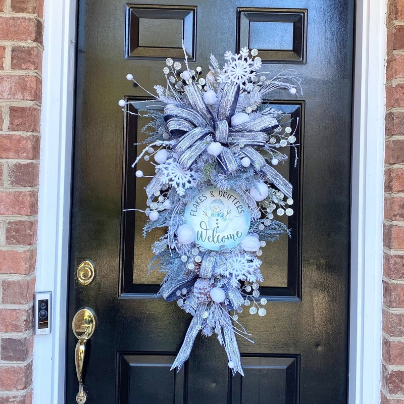 Silver Blue Swag Wreath - Etsy