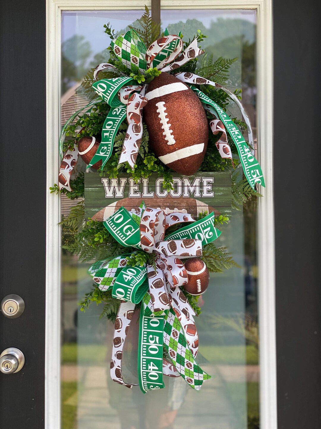 Large 42 Football Swagwelcome Swagoutdoor Swagfront Door Wreath ...