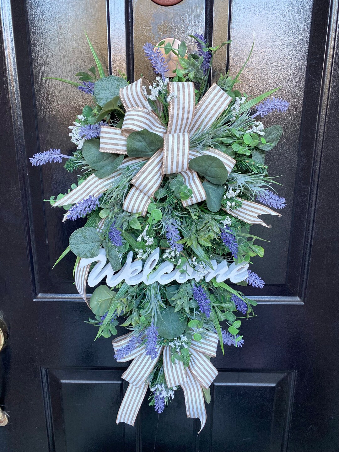 Spring Swagfront Door Swag Wreathlavender Swag Wreathwelcome ...