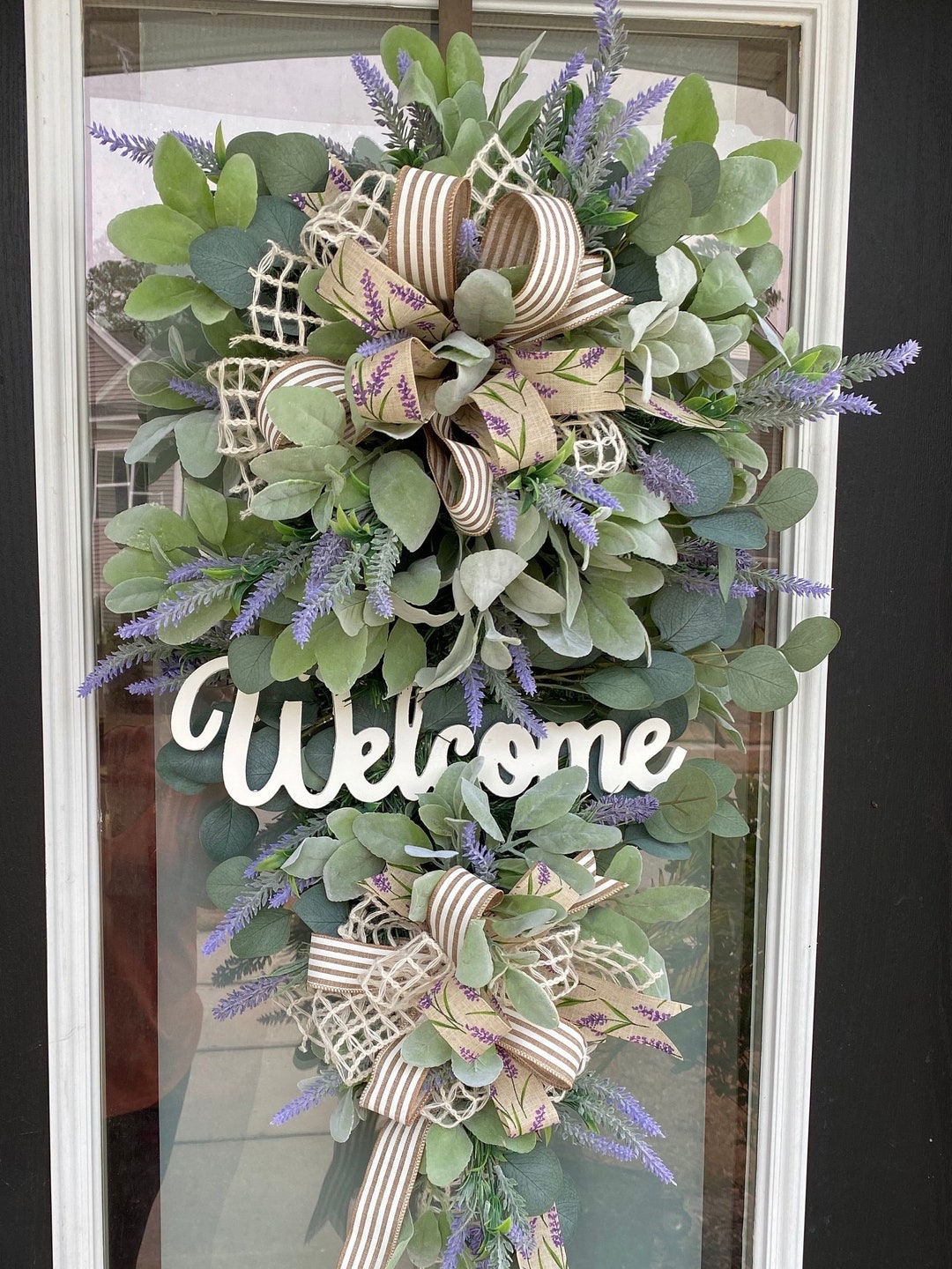 Best Selling 36” Welcome Swag Wreath|front Door Swag Wreath|lavender ...