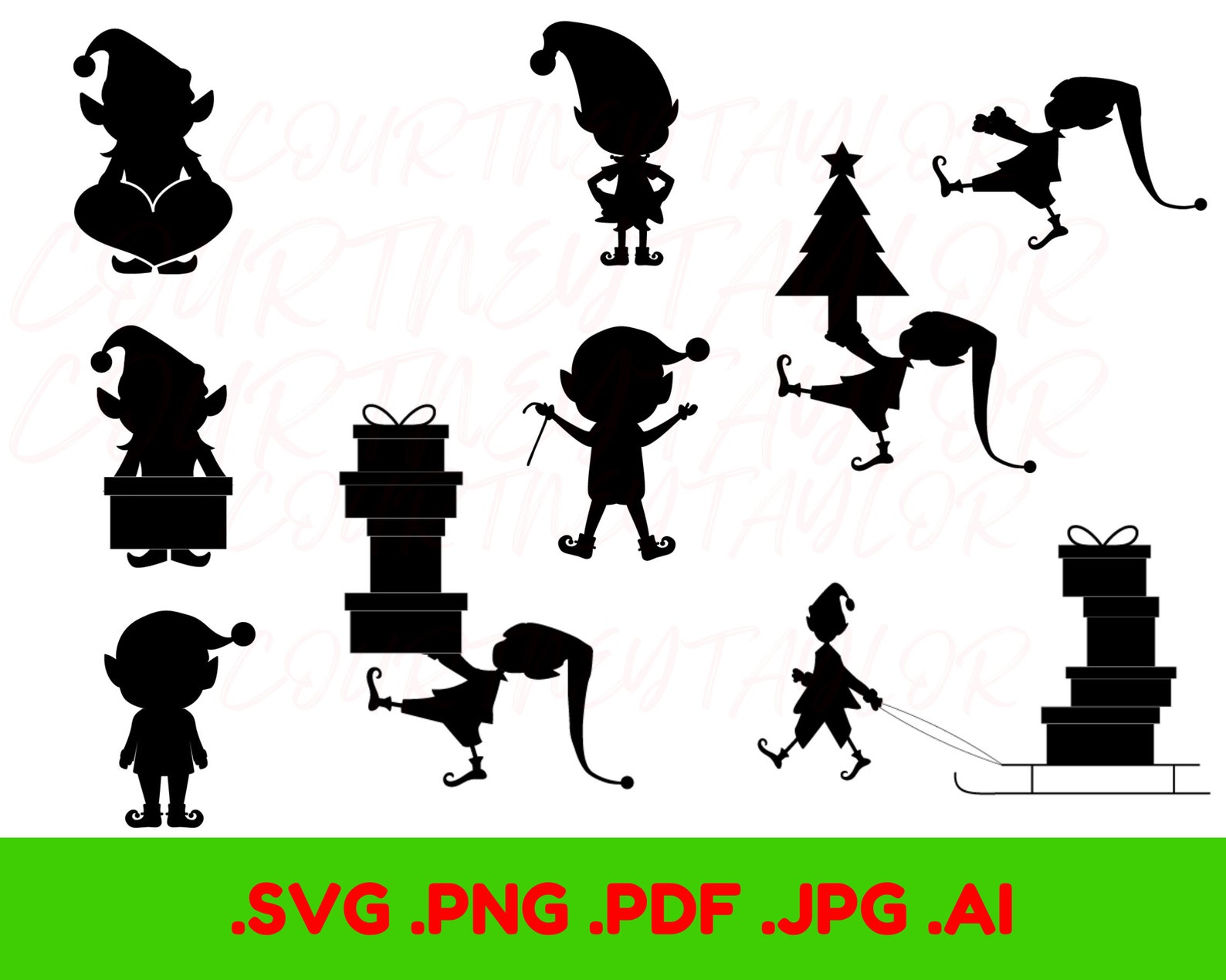 Christmas Elf SVG Bundle, Cute Silhouette Designs (digital Download) - Etsy