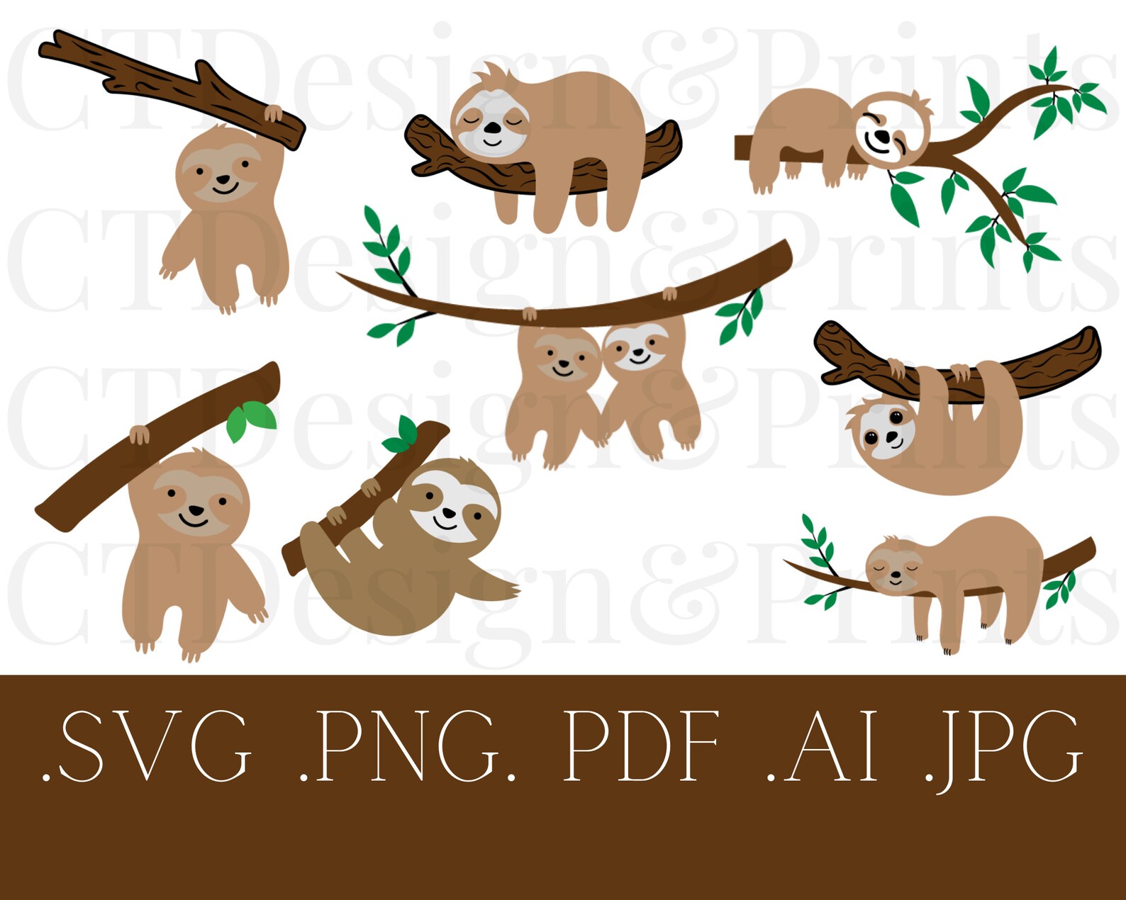 Sloth Svg, Sloth Silhouette, Cute Sloth Svg Bundle - Etsy
