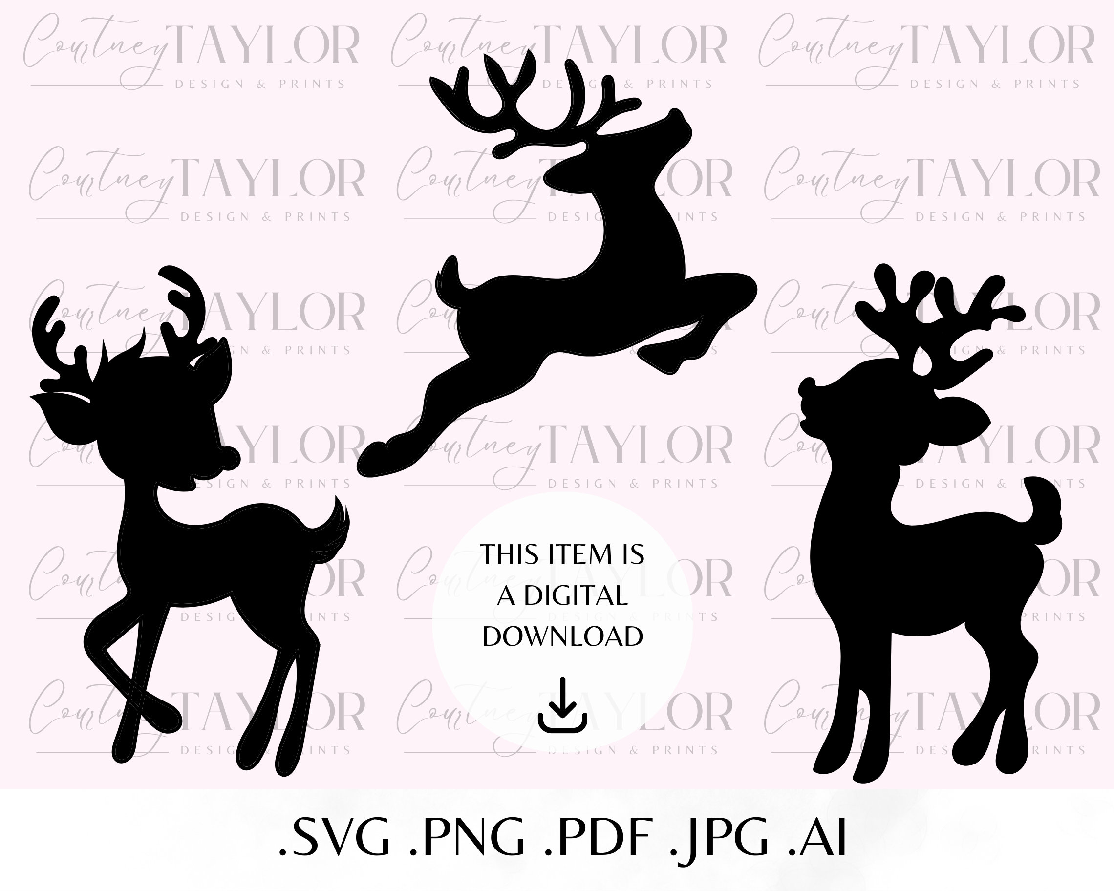 Reindeer Svg, Reindeer Silhouette, Christmas Reindeer Png, Christmas ...