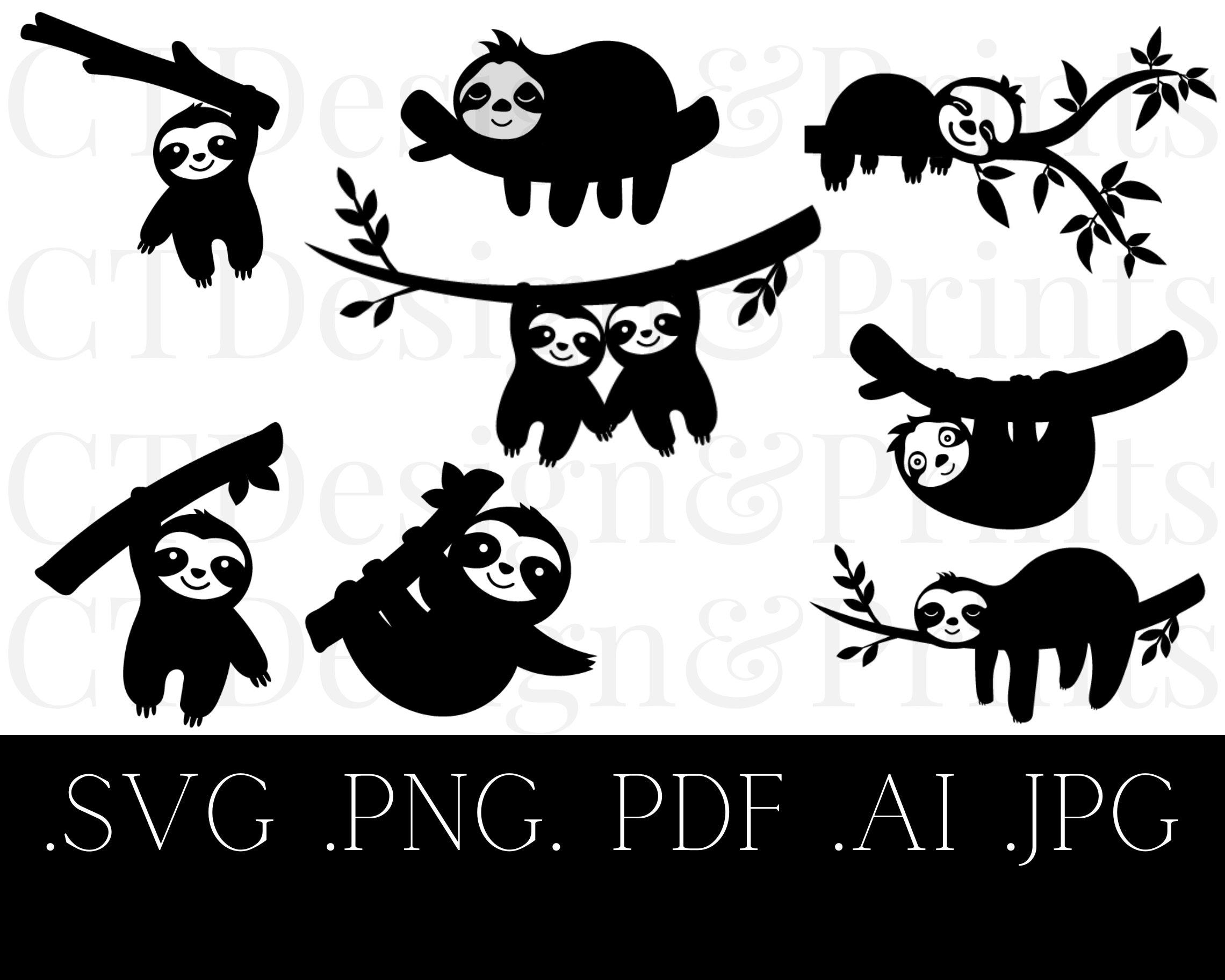 Sloth Svg, Sloth Silhouette, Cute Sloth Svg Bundle - Etsy
