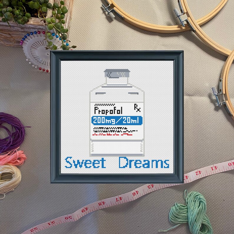 Propofol Sweet Dreams Cross Stitch, Nursing Humor - Etsy