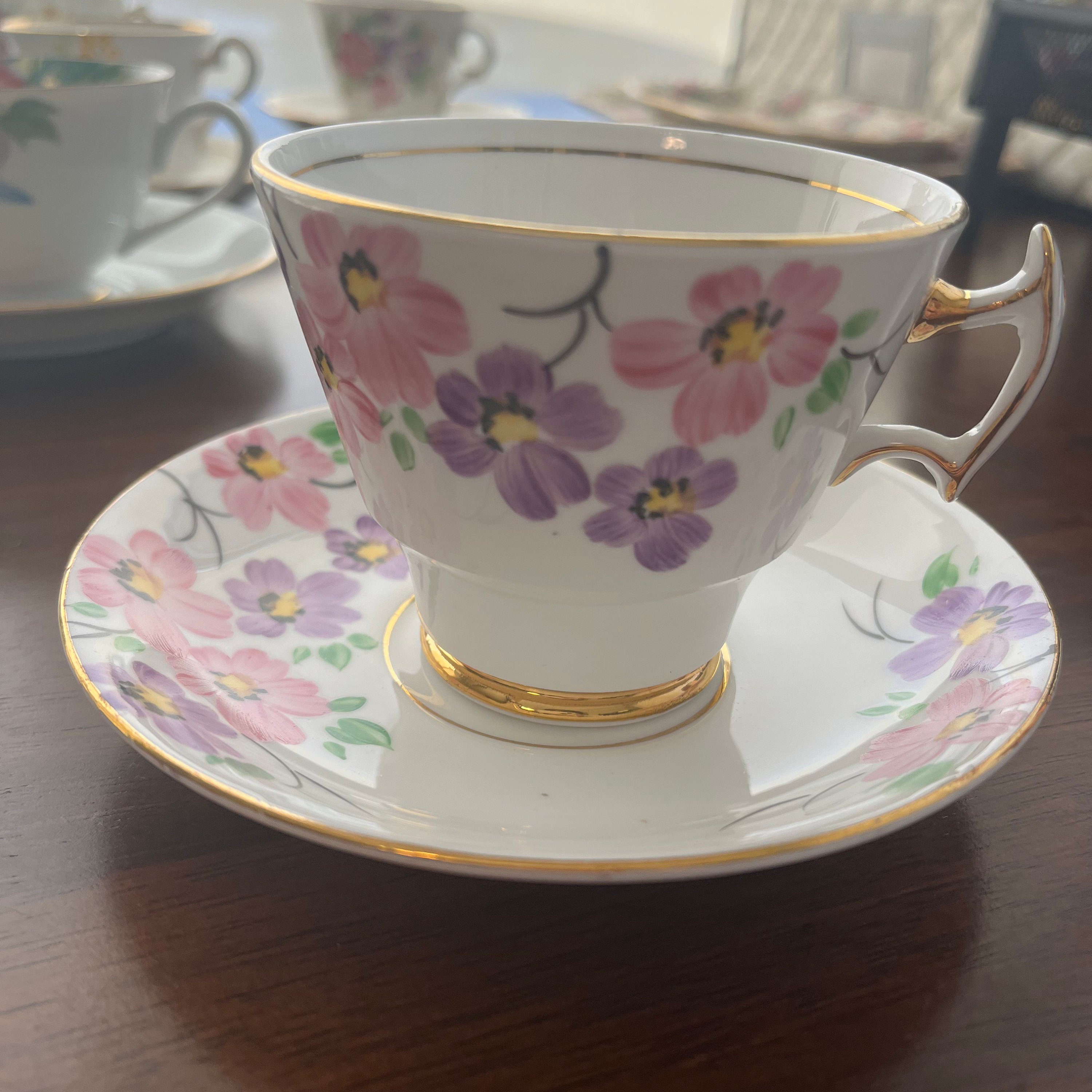 Pink and Purple Tea Cup and Saucer Set 1940s Tableware | T Forester ...