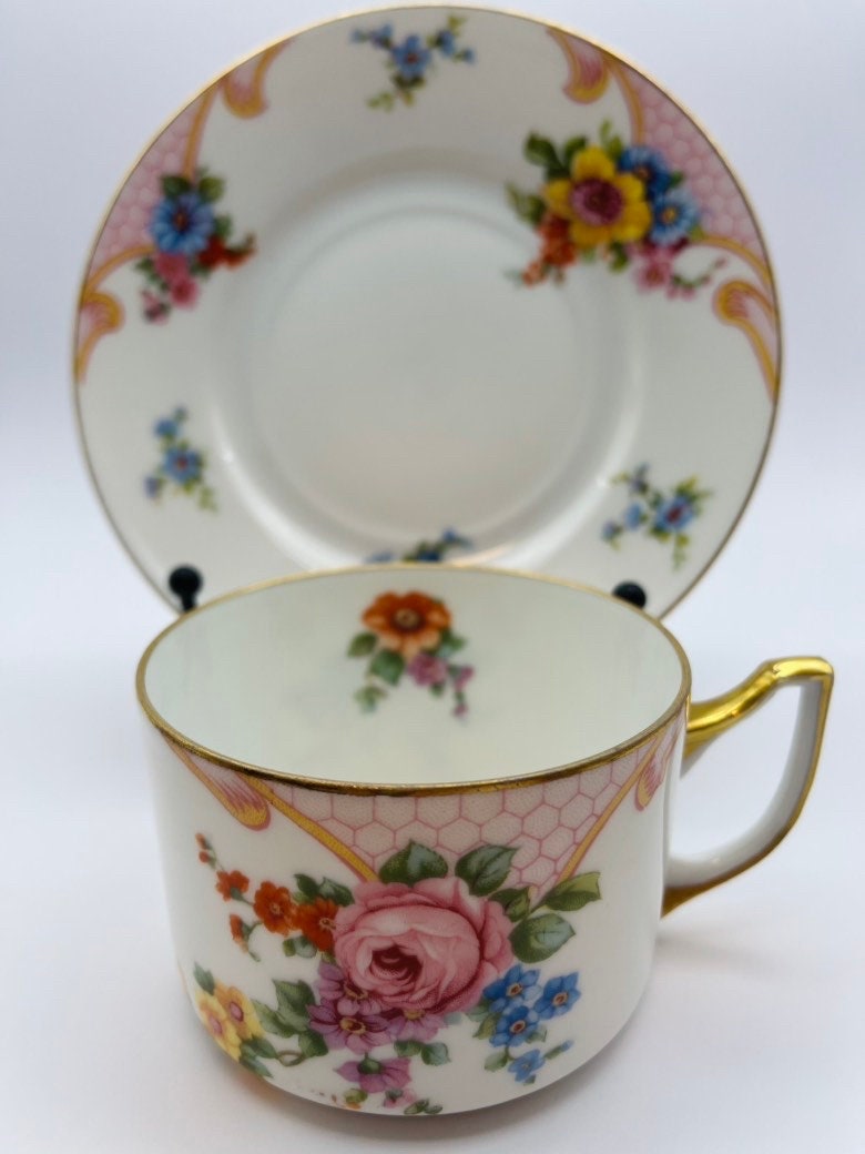 Tea Cup and Saucer Set Bridal Rose Epiag Czechoslovakia - Etsy Israel