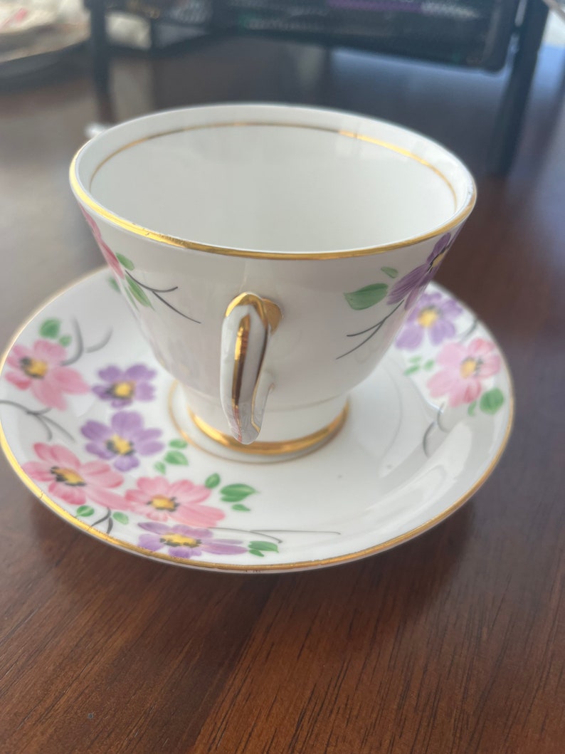 Pink and Purple Tea Cup and Saucer Set 1940s Tableware | T Forester ...