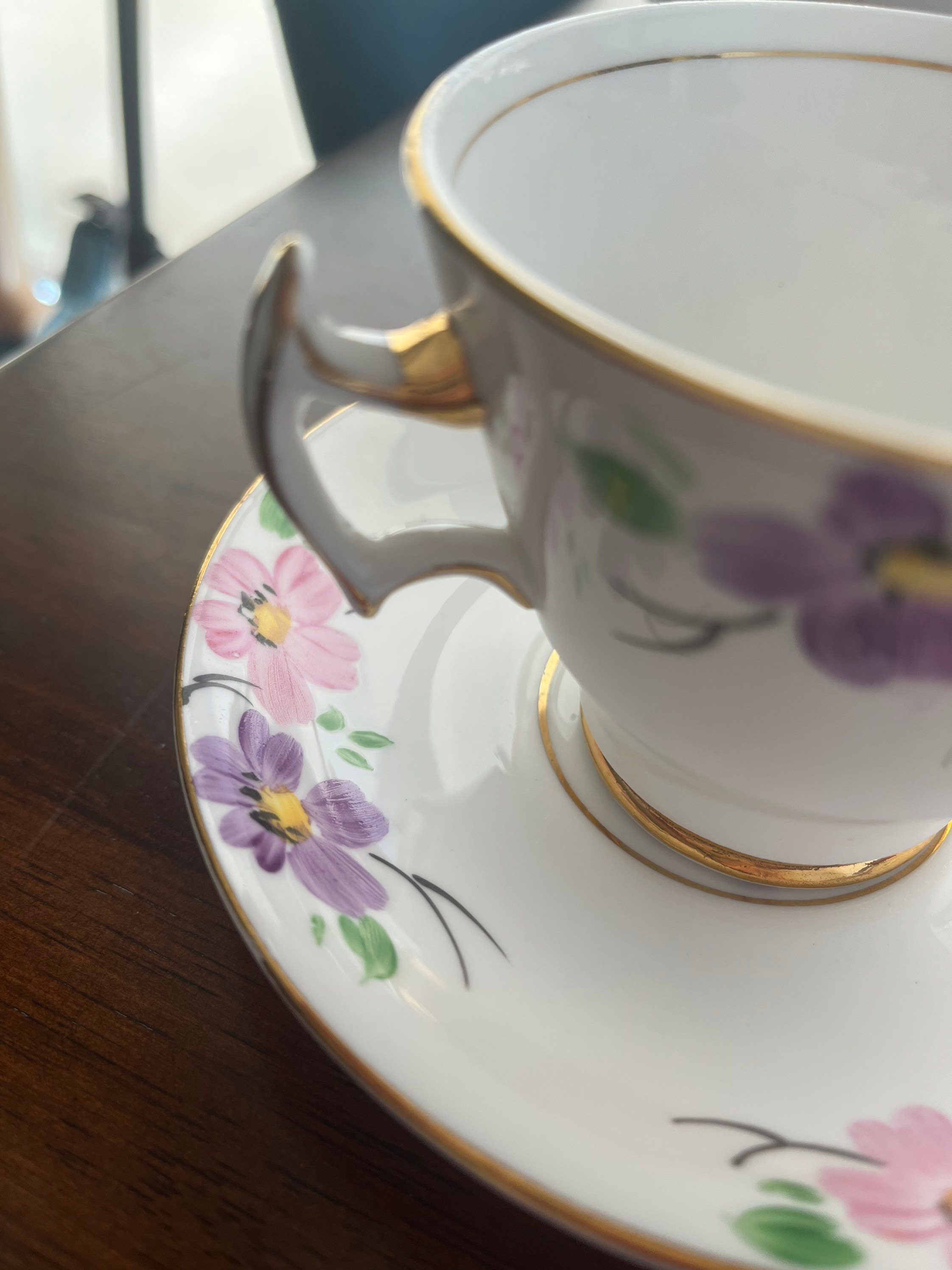 Pink and Purple Tea Cup and Saucer Set 1940s Tableware T Forester ...