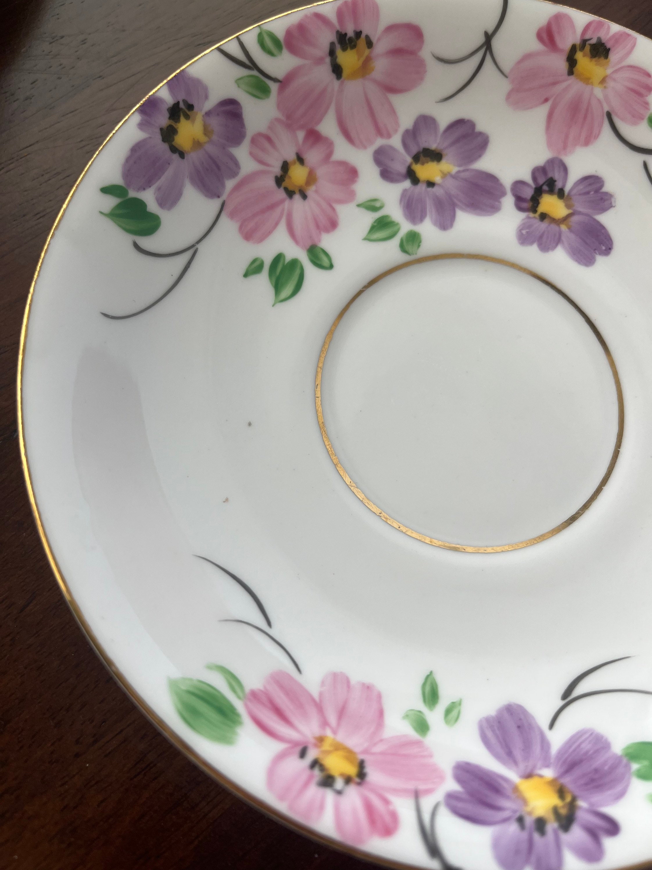 Pink and Purple Tea Cup and Saucer Set 1940s Tableware T Forester ...