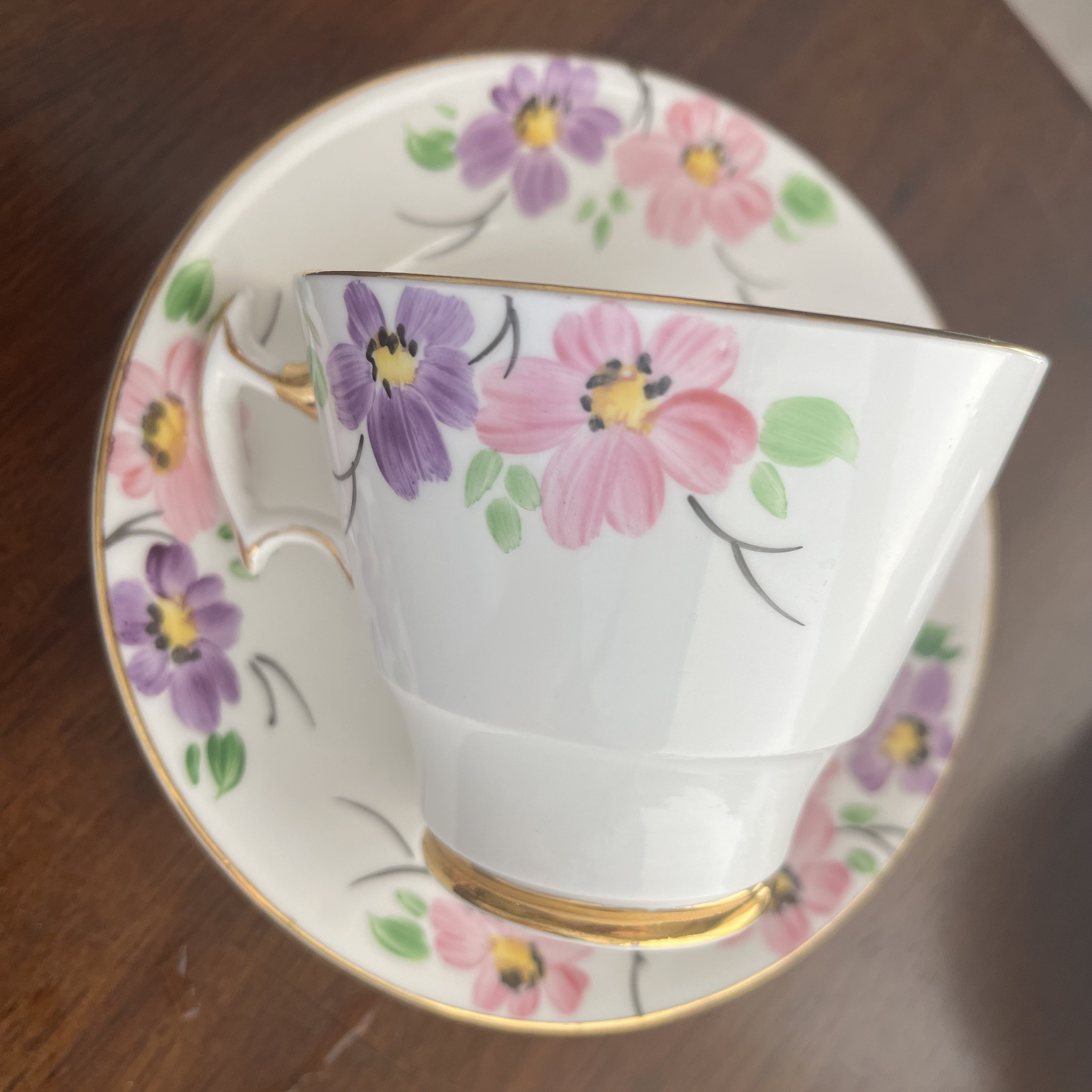 Pink and Purple Tea Cup and Saucer Set 1940s Tableware | T Forester ...