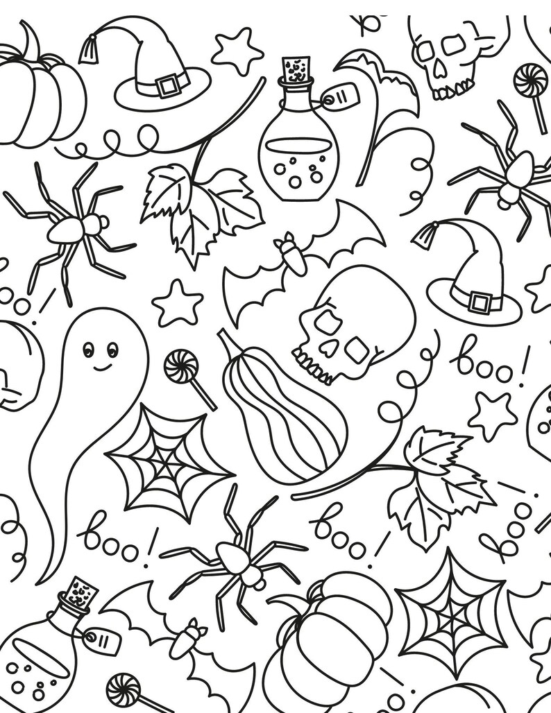 Color Your Halloween! Witches Bats and Pumpkins - Etsy