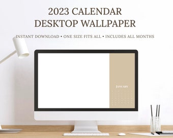 2023 Monthly Calendar Desktop Wallpaper Background Minimalist Aesthetic ...