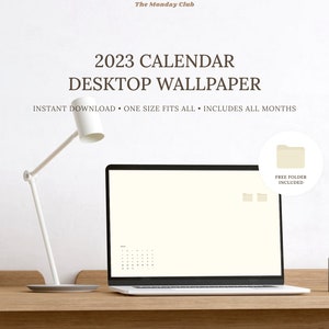 2023 Monthly Calendar Desktop Wallpaper Background Minimalist Aesthetic ...