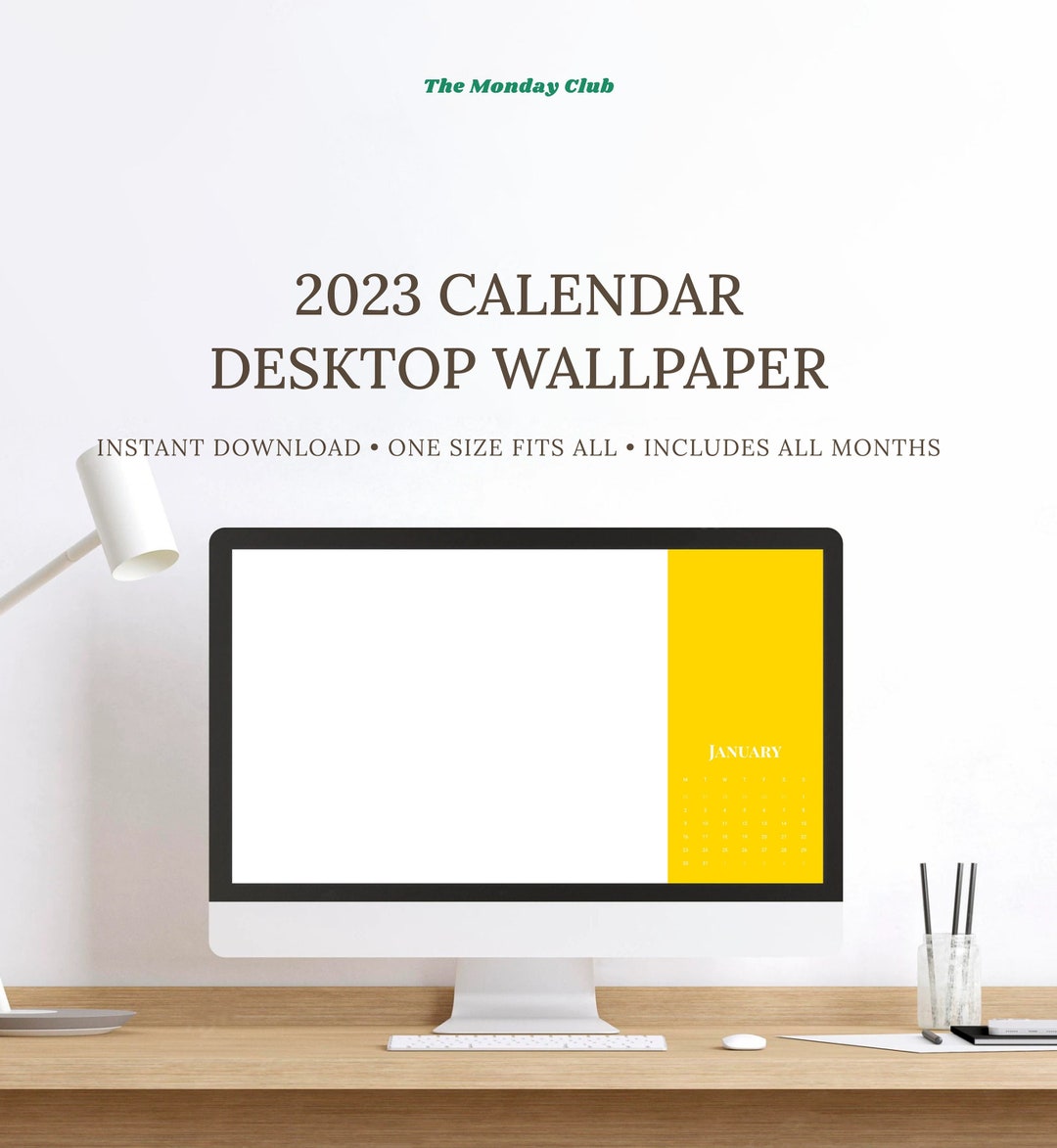 2023 Monthly Calendar Desktop Wallpaper Background Minimalist Aesthetic ...