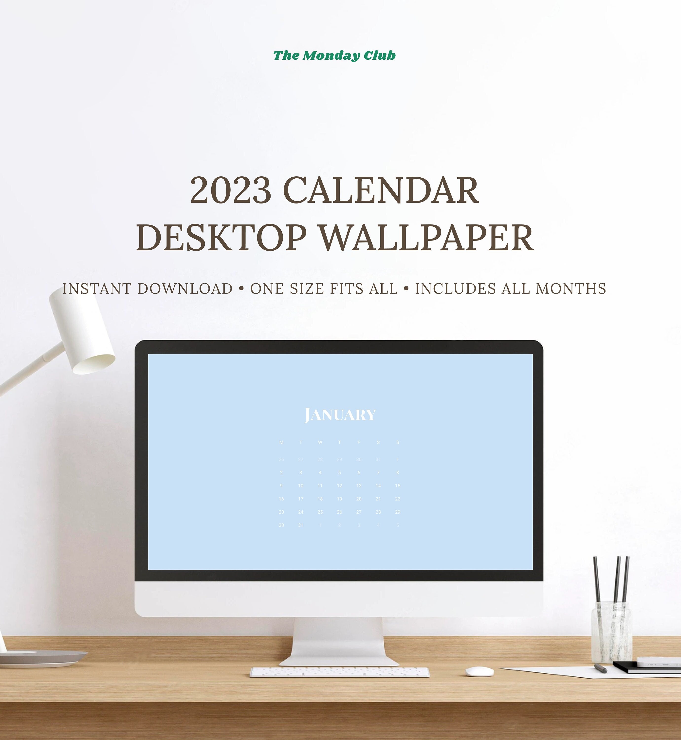 2023 Monthly Calendar Desktop Wallpaper Background Minimalist Aesthetic ...
