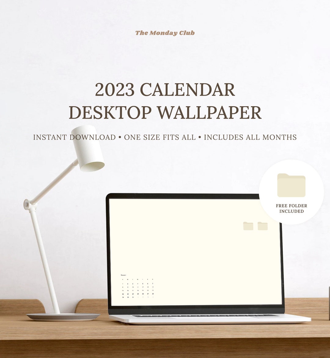 2023 Monthly Calendar Desktop Wallpaper Background Minimalist Aesthetic ...