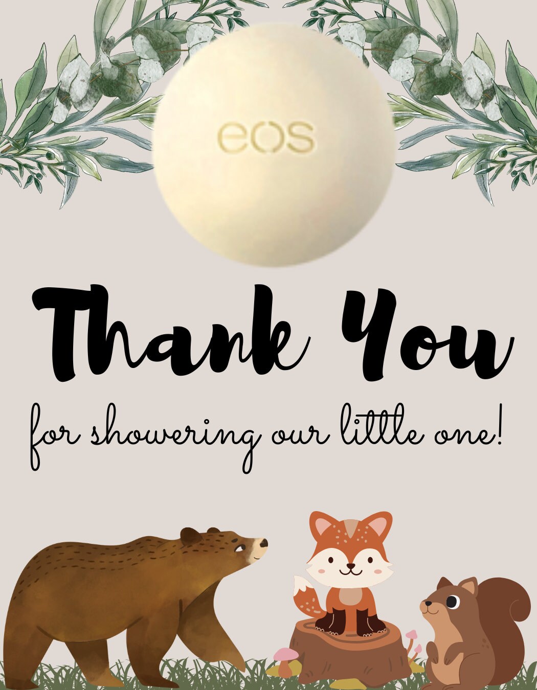 Eos Baby Shower Card Holder, Eos Template, Eos Baby Shower, Woodland ...