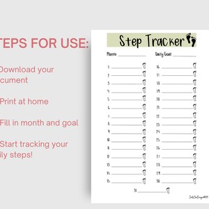 Daily Step Tracker , Printable Habit Planner , Journal PDF Download - Etsy