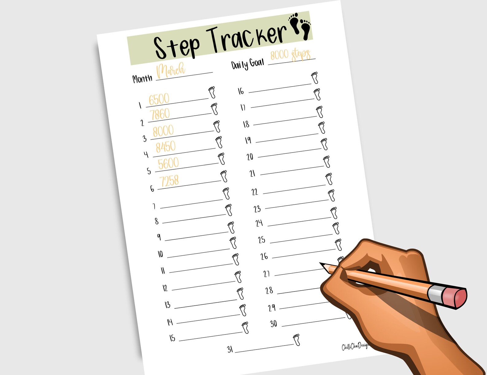 Daily Step Tracker , Printable Habit Planner , Journal PDF Download - Etsy
