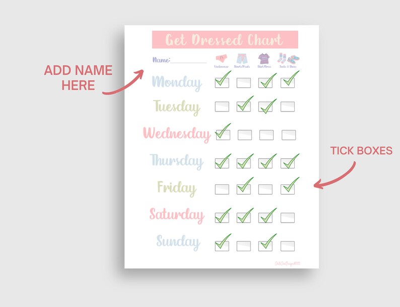 Get Dressed Chart, Steps to Get Dressed, Toddler, Baby, Girl, Boy ...