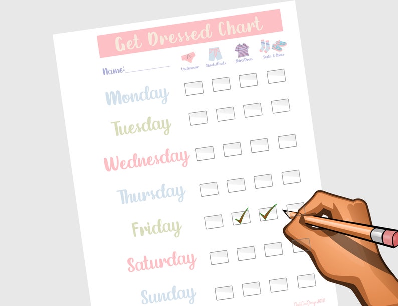 Get Dressed Chart, Steps to Get Dressed, Toddler, Baby, Girl, Boy ...