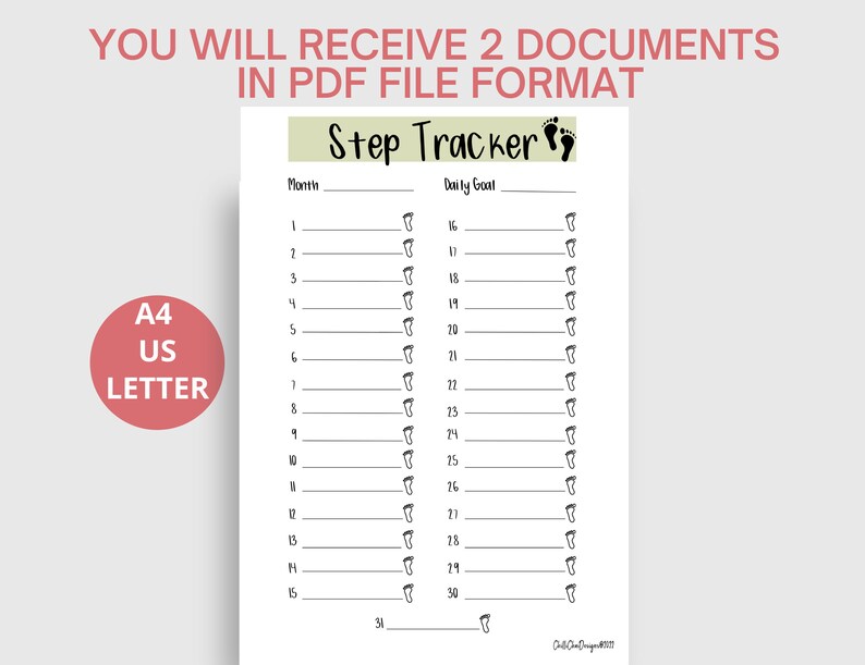 Daily Step Tracker , Printable Habit Planner , Journal PDF Download - Etsy