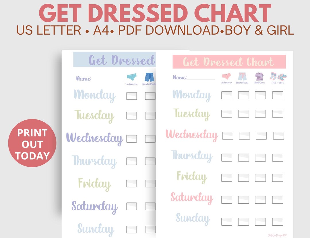 Get Dressed Chart, Steps to Get Dressed, Toddler, Baby, Girl, Boy ...