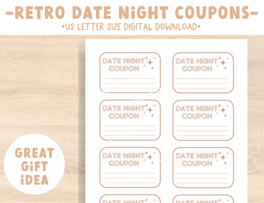 Retro Date Night Coupon Cards - Etsy